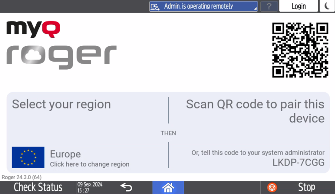 Registration of MyQ Roger to the Tenant